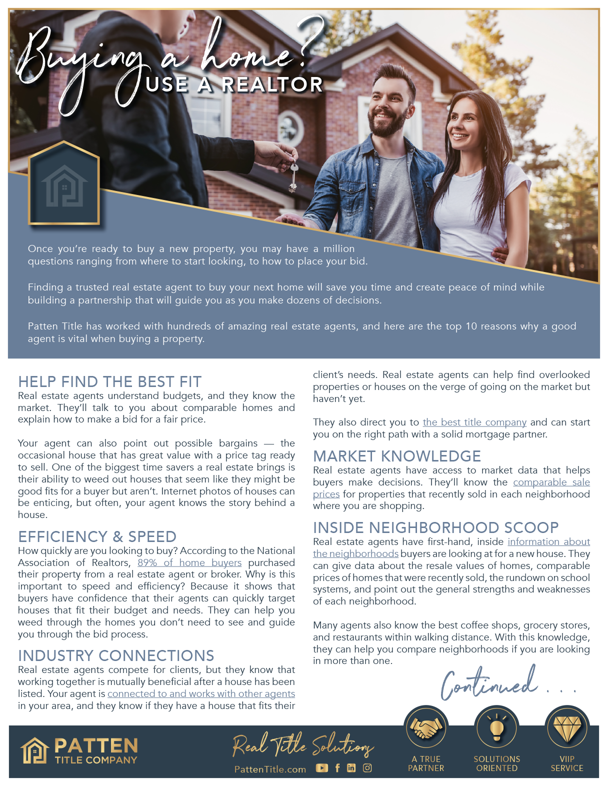 Benefits of Using a Realtor for Buyers - Patten Title Company