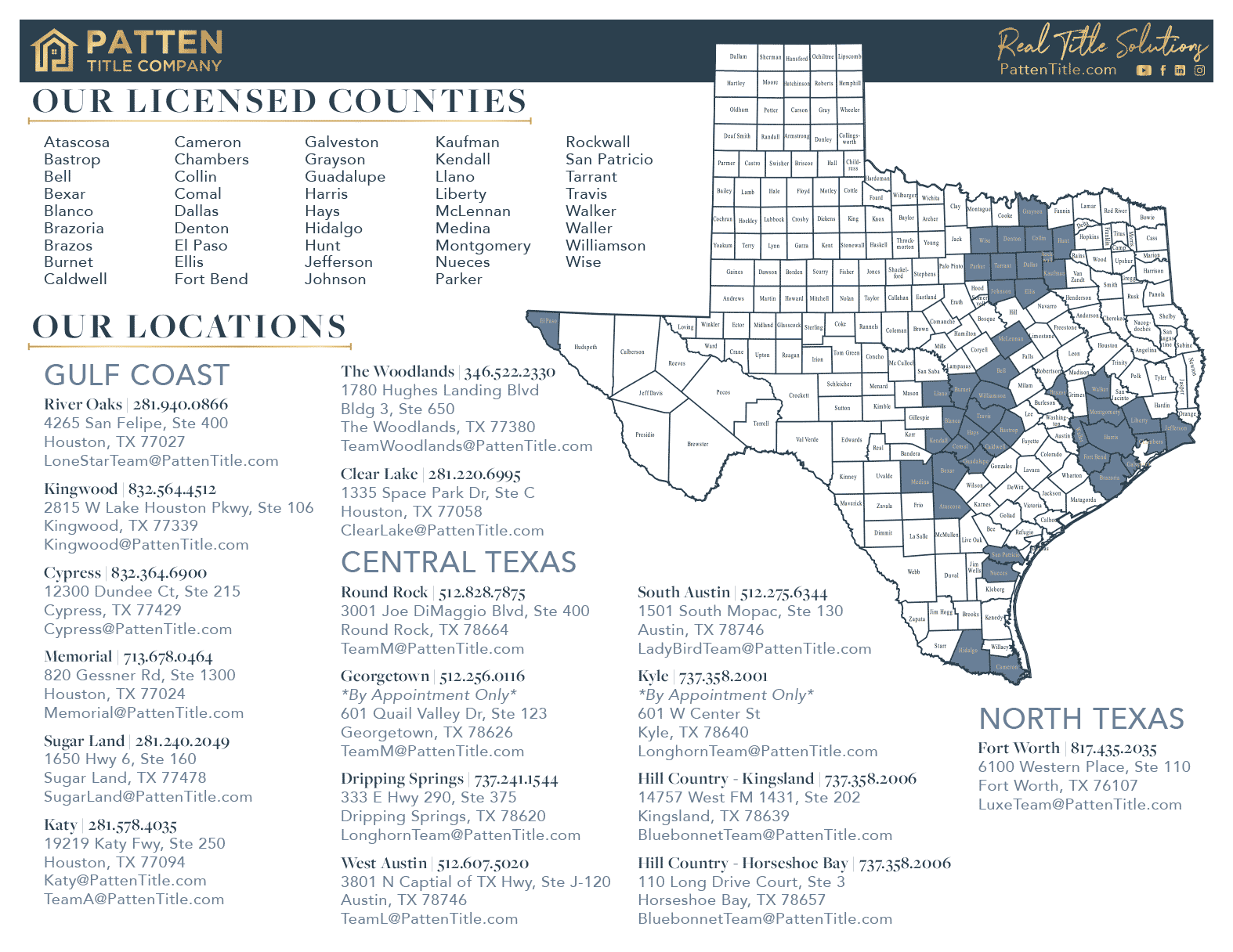 Patten Title’s Licensed Counties - Patten Title Company